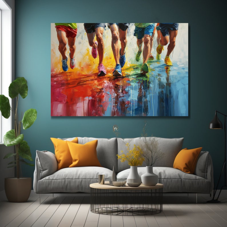 Abstract Running Art Print: Colorful Marathon Runner (digital Download ...