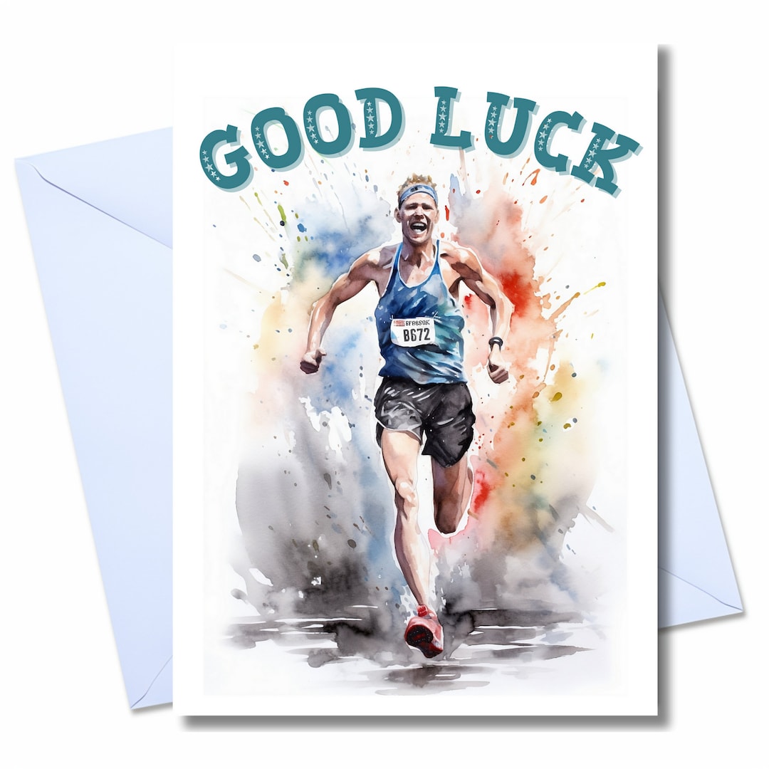Marathon Runner Card: Good Luck, Well Done Greeting - Etsy