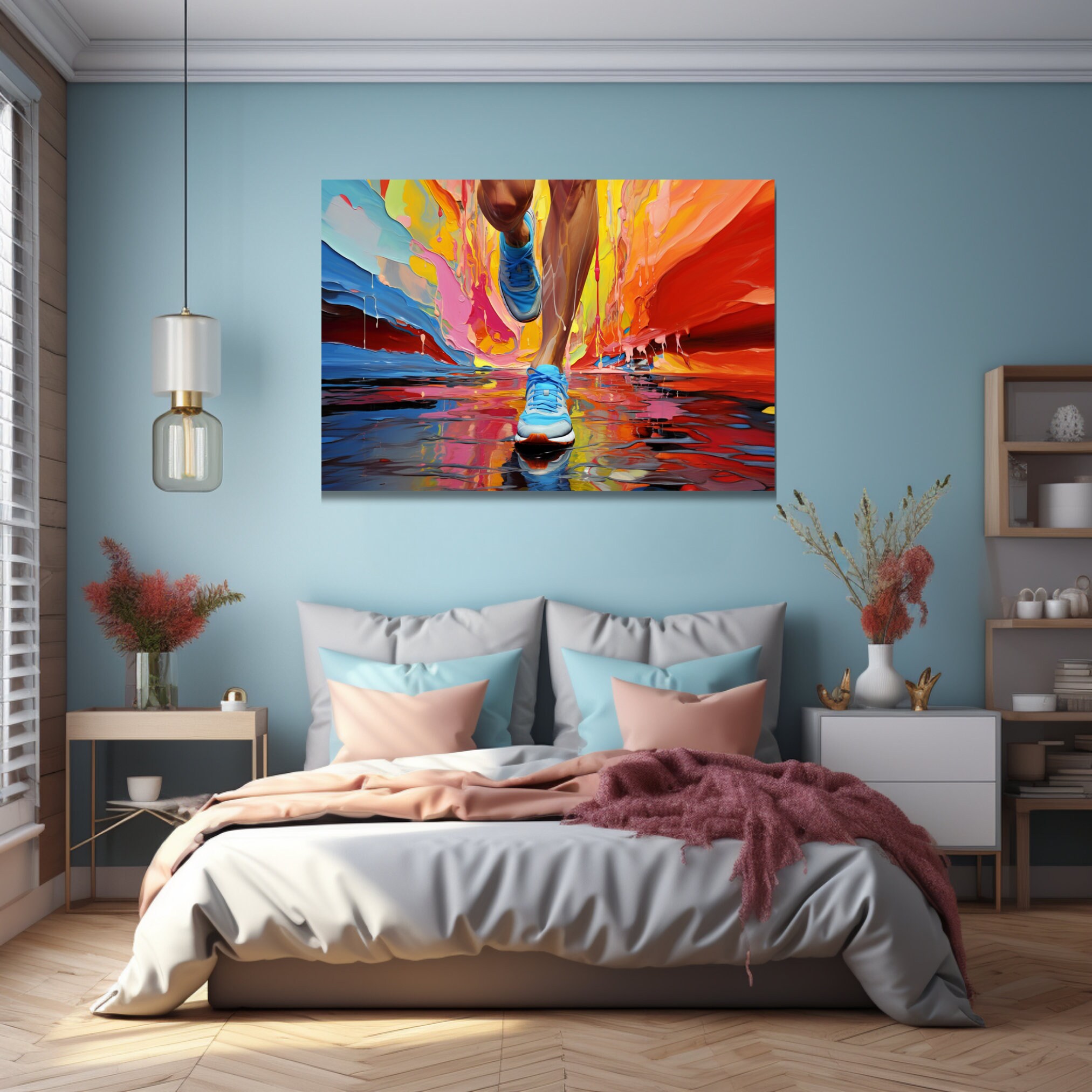 Runner's Feet Art Print: Colorful Liquid Acrylic Painting (digital ...