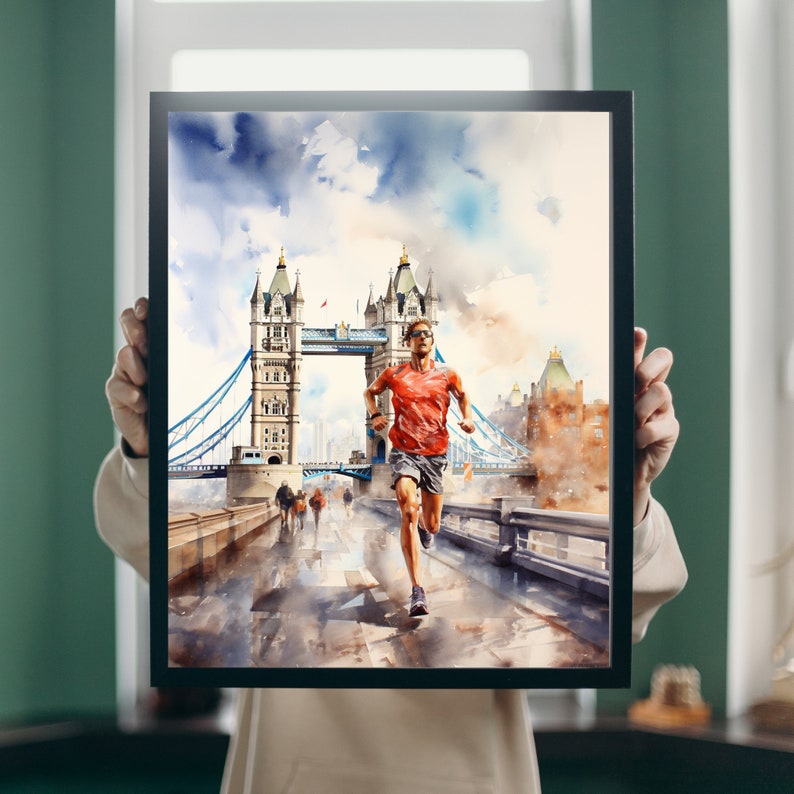 Watercolour Wall Art Modern Printable Wall Art London Marathon Running ...