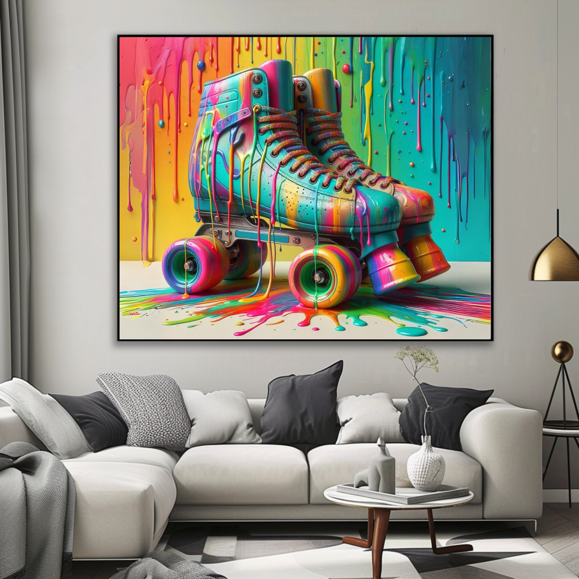 Colorful Roller Skate Art Print: Abstract Expressionism (digital ...