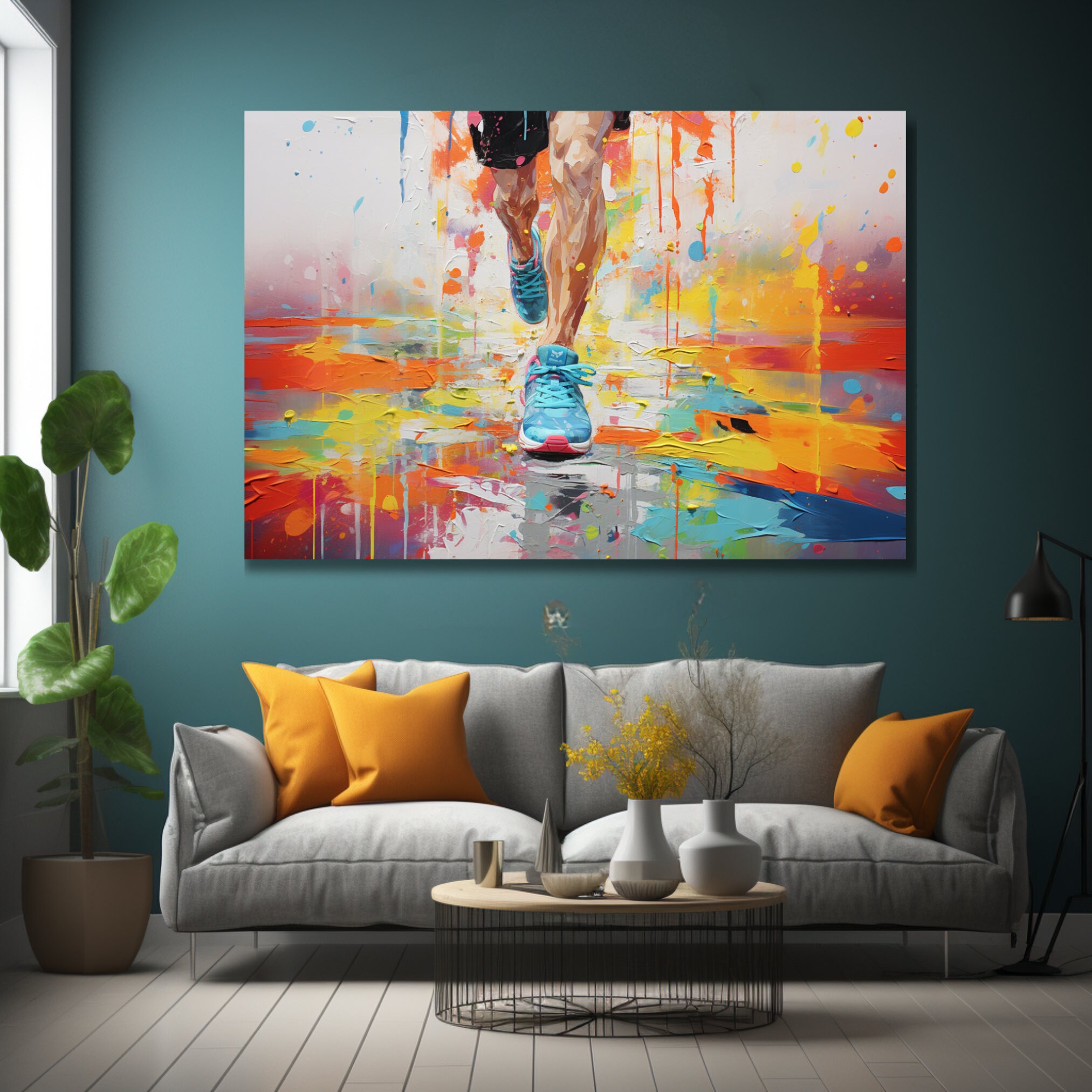 Colorful Running Art Print: Abstract Marathon Runner (digital Download ...