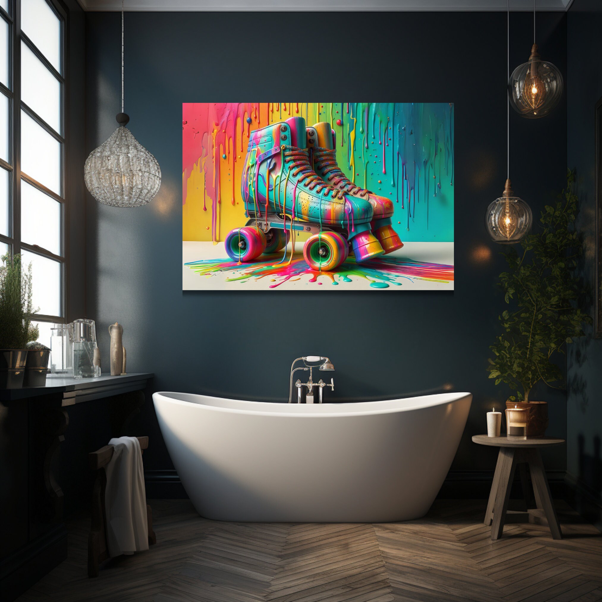 Colorful Roller Skate Art Print: Abstract Expressionism (digital ...