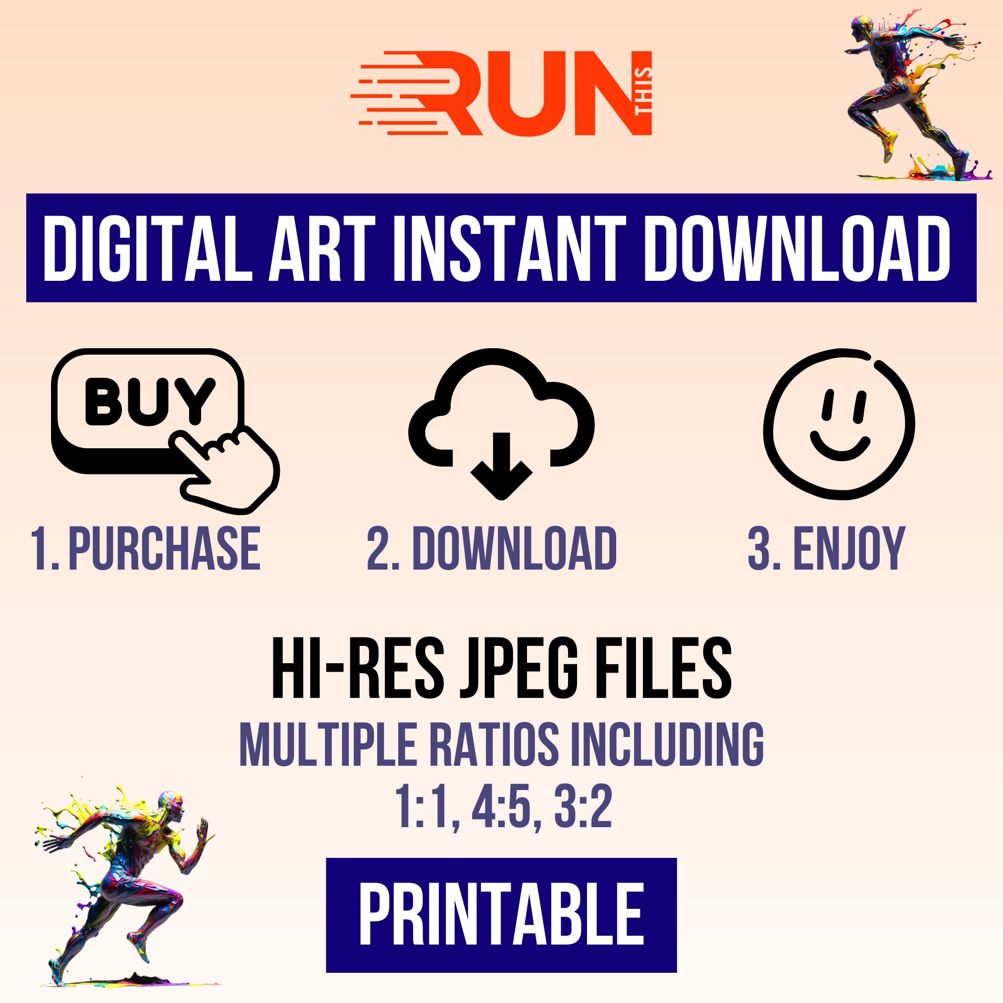 Watercolour Wall Art Modern Printable Wall Art London Marathon Running ...