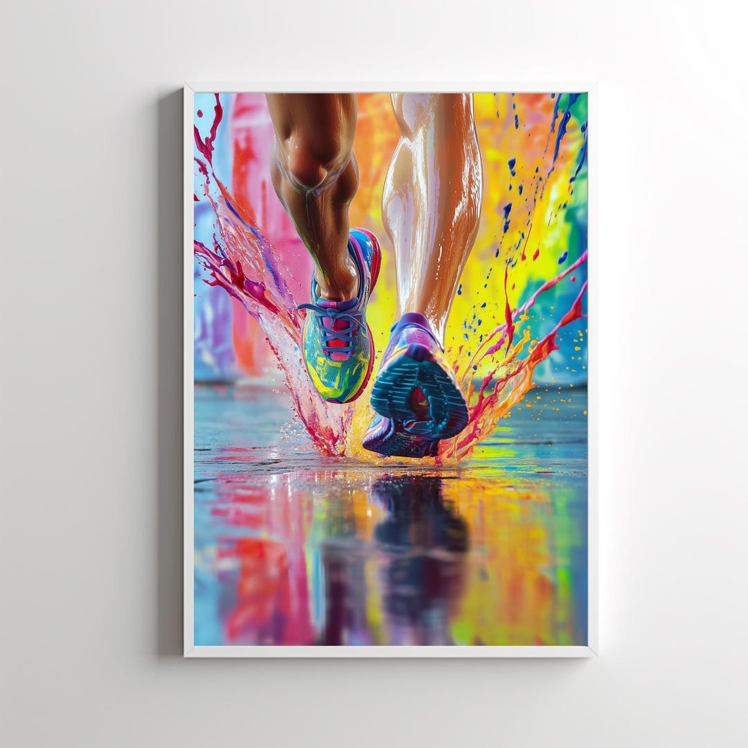 Vibrant Running Art Print, Marathon Runner | Art for Gym, Home, Office ...