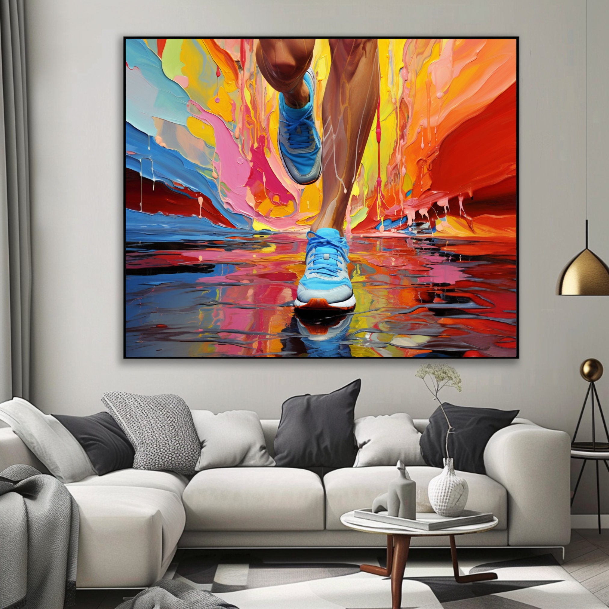 Runner's Feet Art Print: Colorful Liquid Acrylic Painting (digital ...