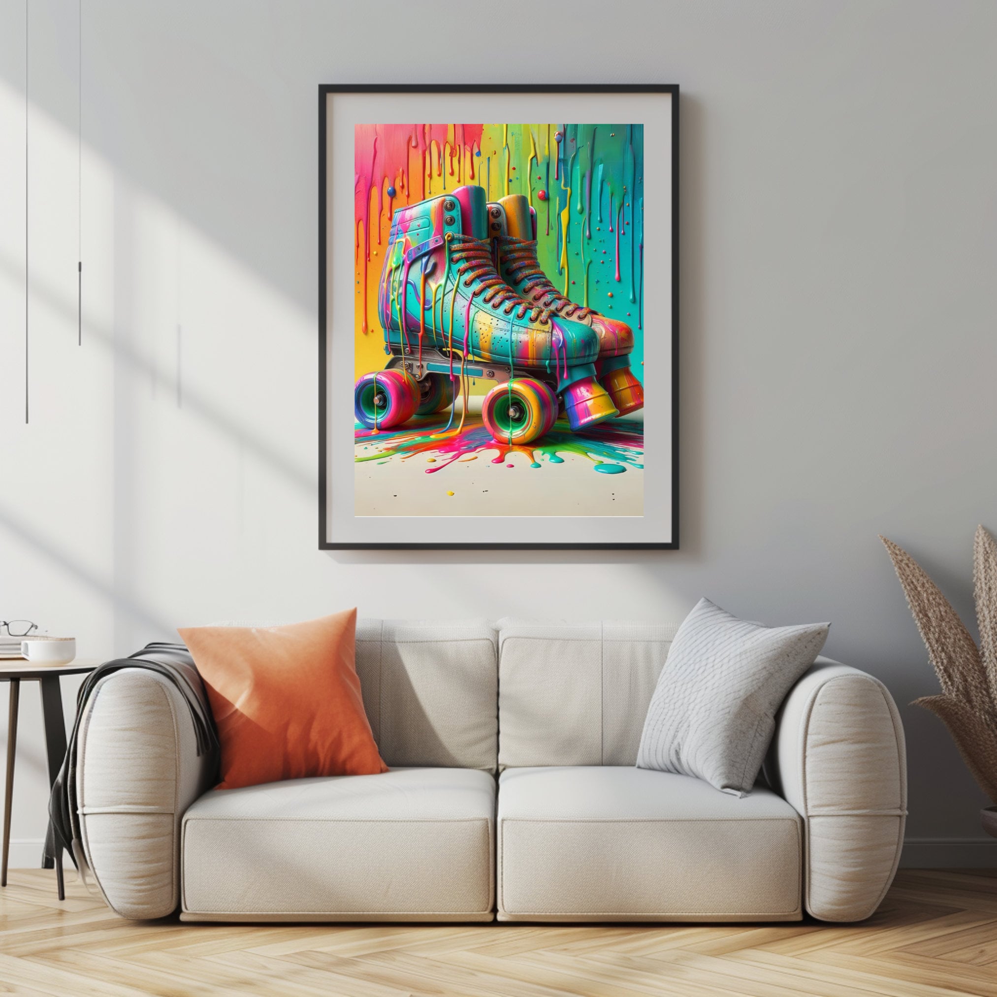 Colorful Roller Skate Art Print: Abstract Expressionism (digital ...