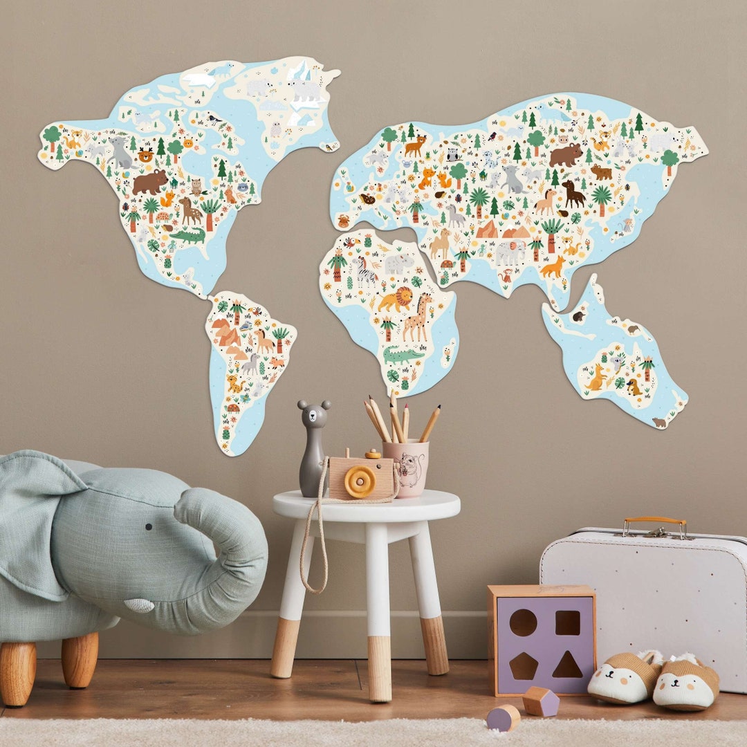 Buy 3D World Map Kid's World Map Cardboard World Map Wall Decoration ...