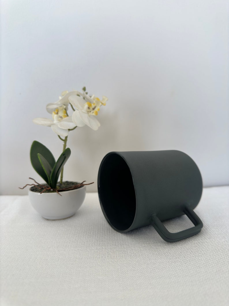 12 Oz Matte Black Thin Porcelain Coffee Mug Handmade Large - Etsy