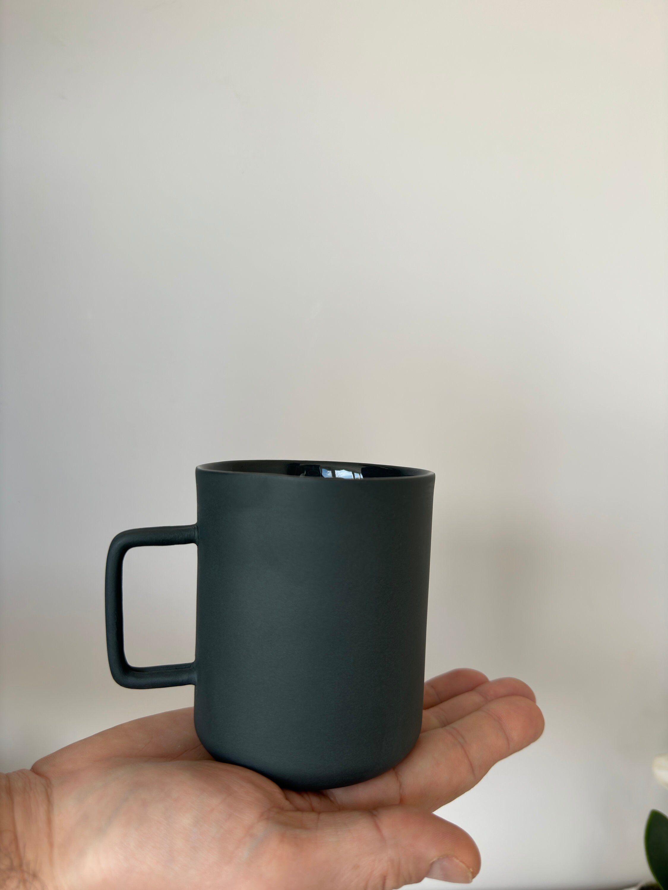 12 Oz Matte Black Thin Porcelain Coffee Mug Handmade Large - Etsy