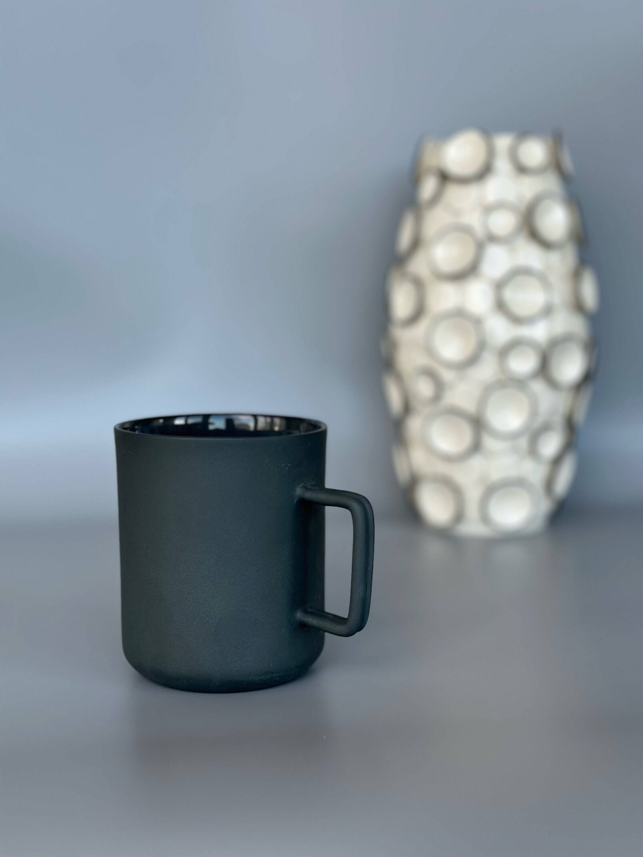 12 Oz Matte Black Thin Porcelain Coffee Mug Handmade Large - Etsy