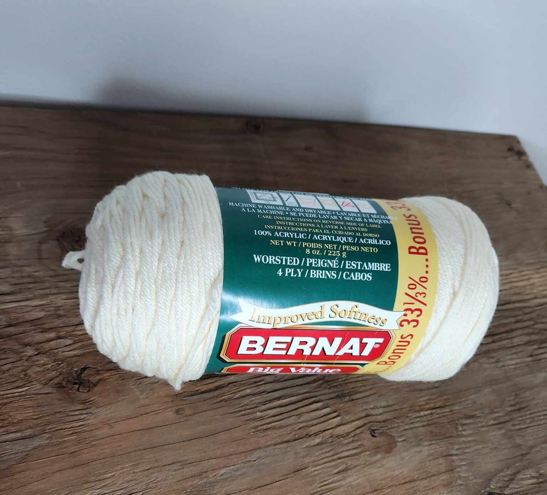 Bernat Big Value Worsted Ivory Yarn 235g Skein - Etsy