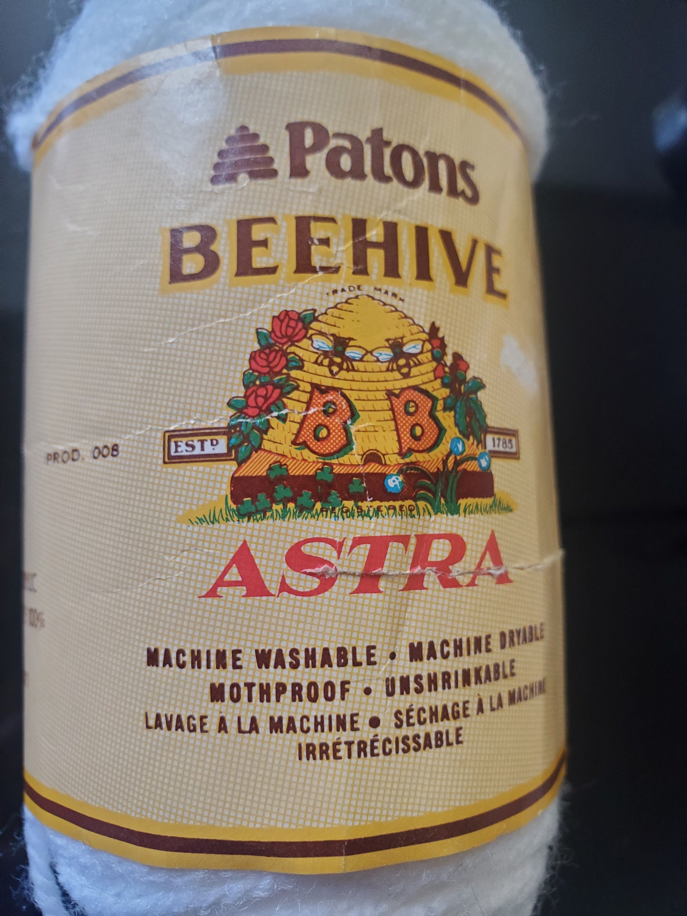 Vintage Patons Beehive Astra 50g Yarn Skein With Original Yellow Label ...