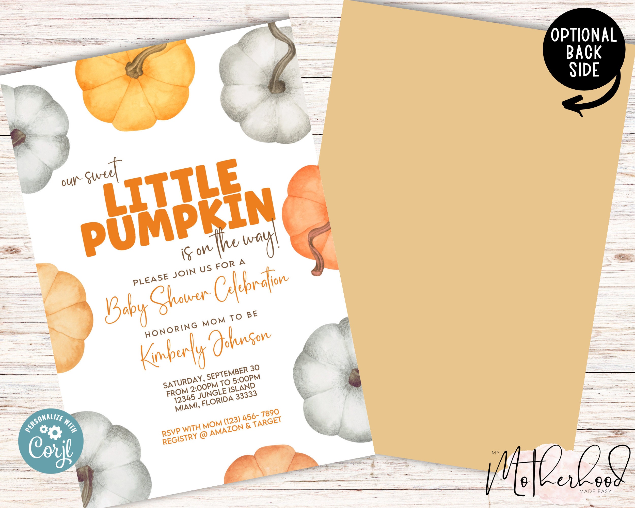 Pumpkins Baby Shower Invitation Card | Our Little Pumpkin Baby Shower ...