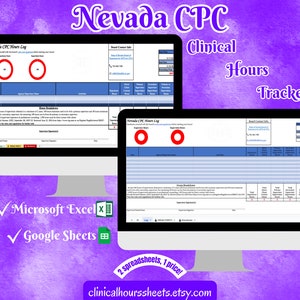 Nevada CPC, Clinical Hours Tracker, Supervision Log for Licensed ...
