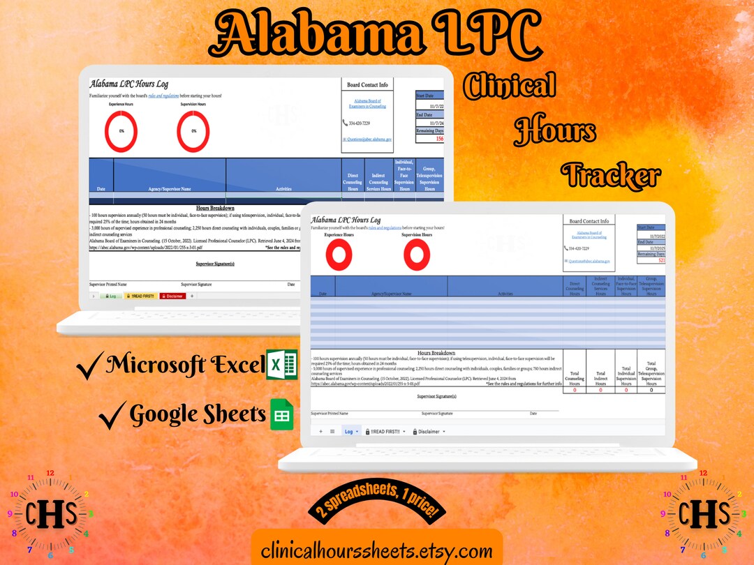 Alabama LPC, Clinical Hours Tracker, Supervision Log for Associate ...