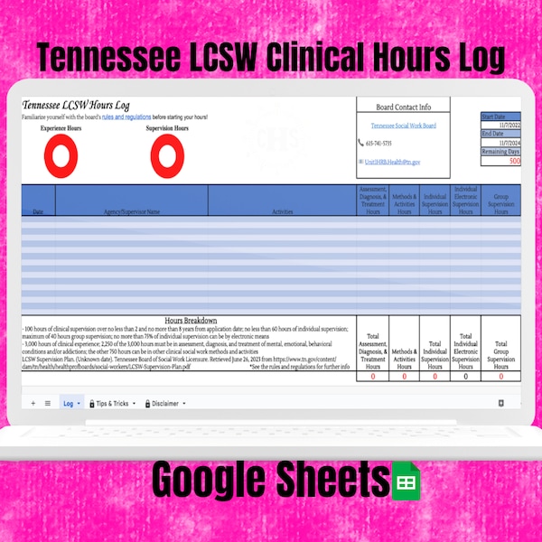 Social Work Supervision Hours Tracker - Etsy