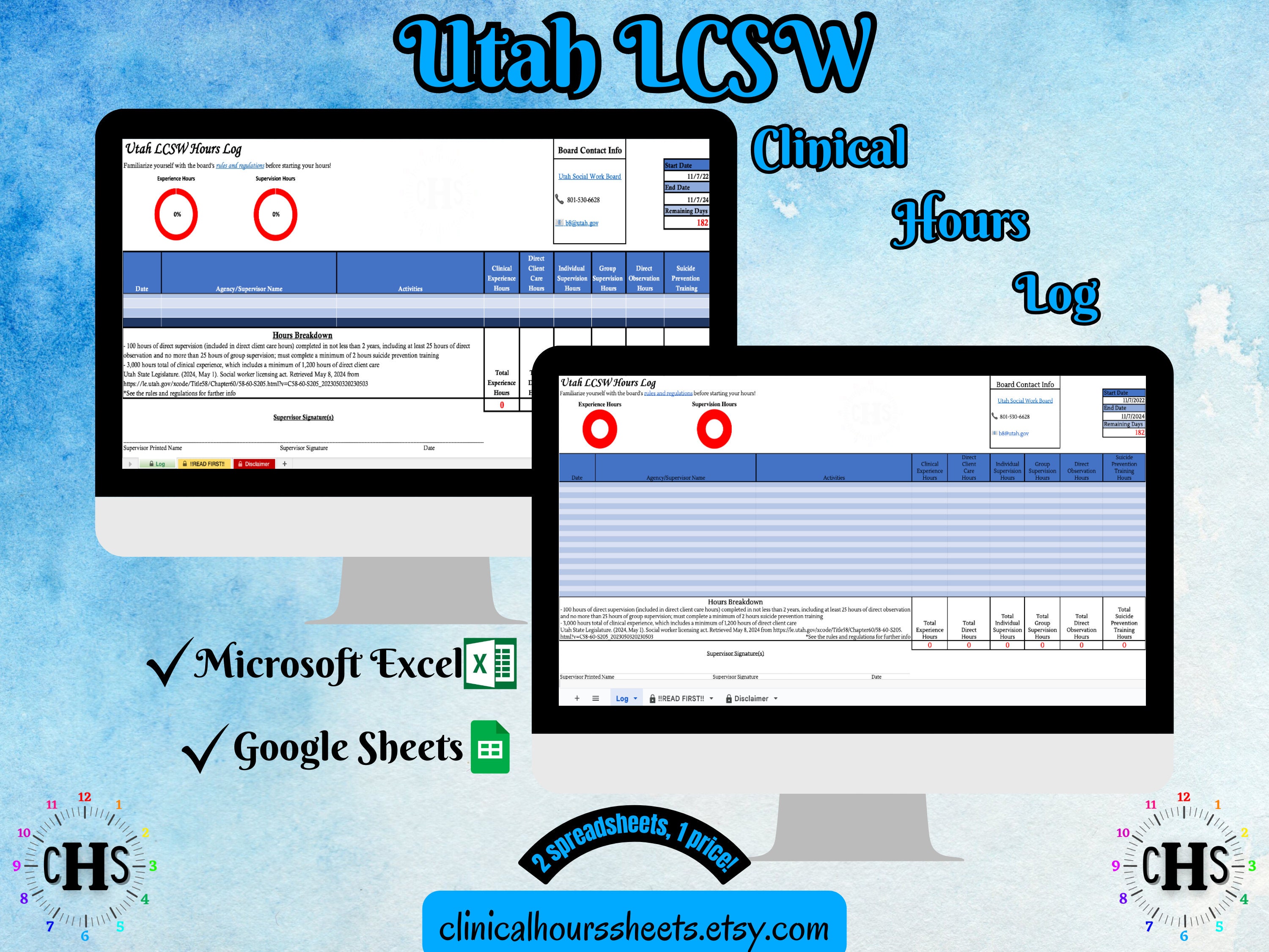 Utah, LCSW Hours Tracker, Clinical Supervision Log for Master Social ...