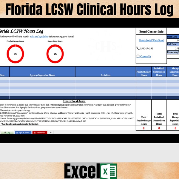 Lcsw Hour Tracker - Etsy