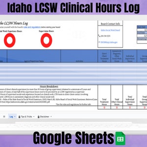 Idaho LCSW Hour Tracker Clinical Hours Log Clinical - Etsy