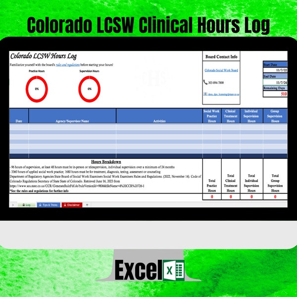 Clinical Hours Tracker Spreadsheet - Etsy