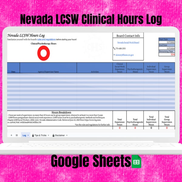 Clinical Hours Tracker Spreadsheet - Etsy