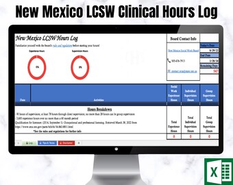 Clinical Log Hours Tracker Excel - Etsy