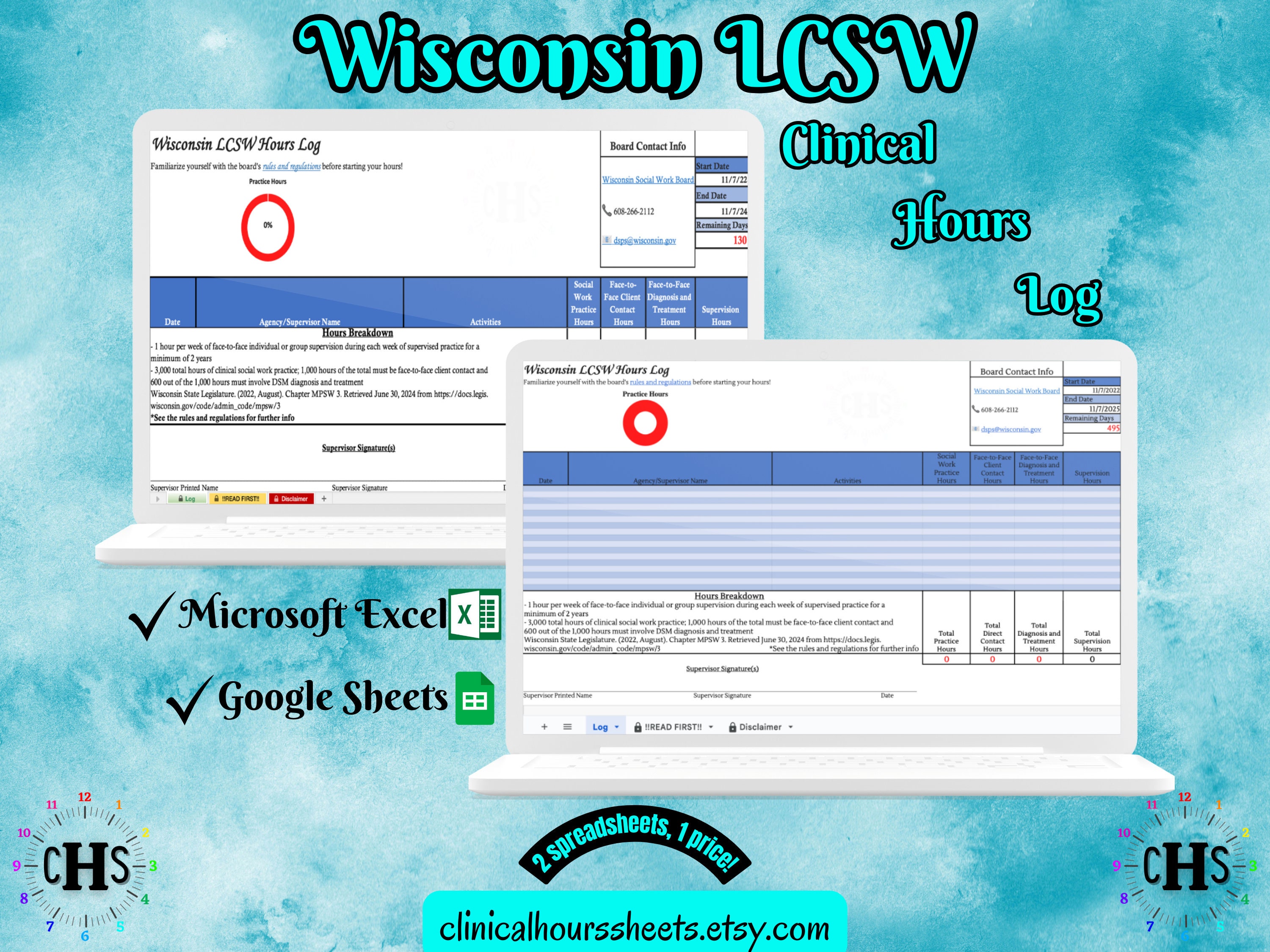 Wisconsin, LCSW Hours Tracker, Clinical Supervision Log for Master ...