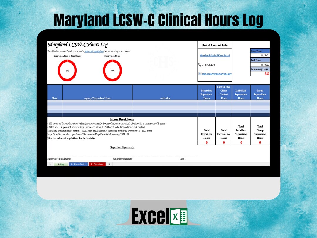 Maryland LCSW-C, Clinical Hours Tracker, Clinical Supervision Tools ...