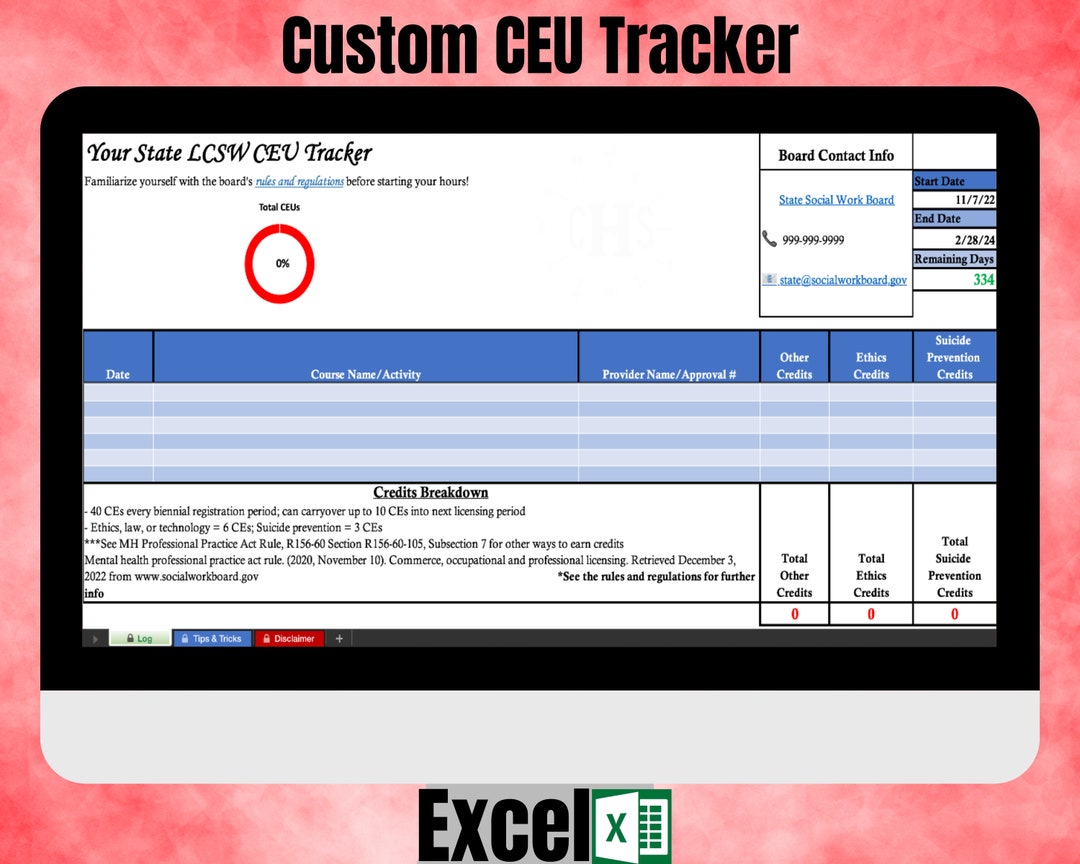 Custom Continuing Education Tracker CEU Tracker Course - Etsy