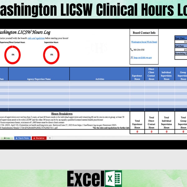 Clinical Hours Tracker Spreadsheet - Etsy