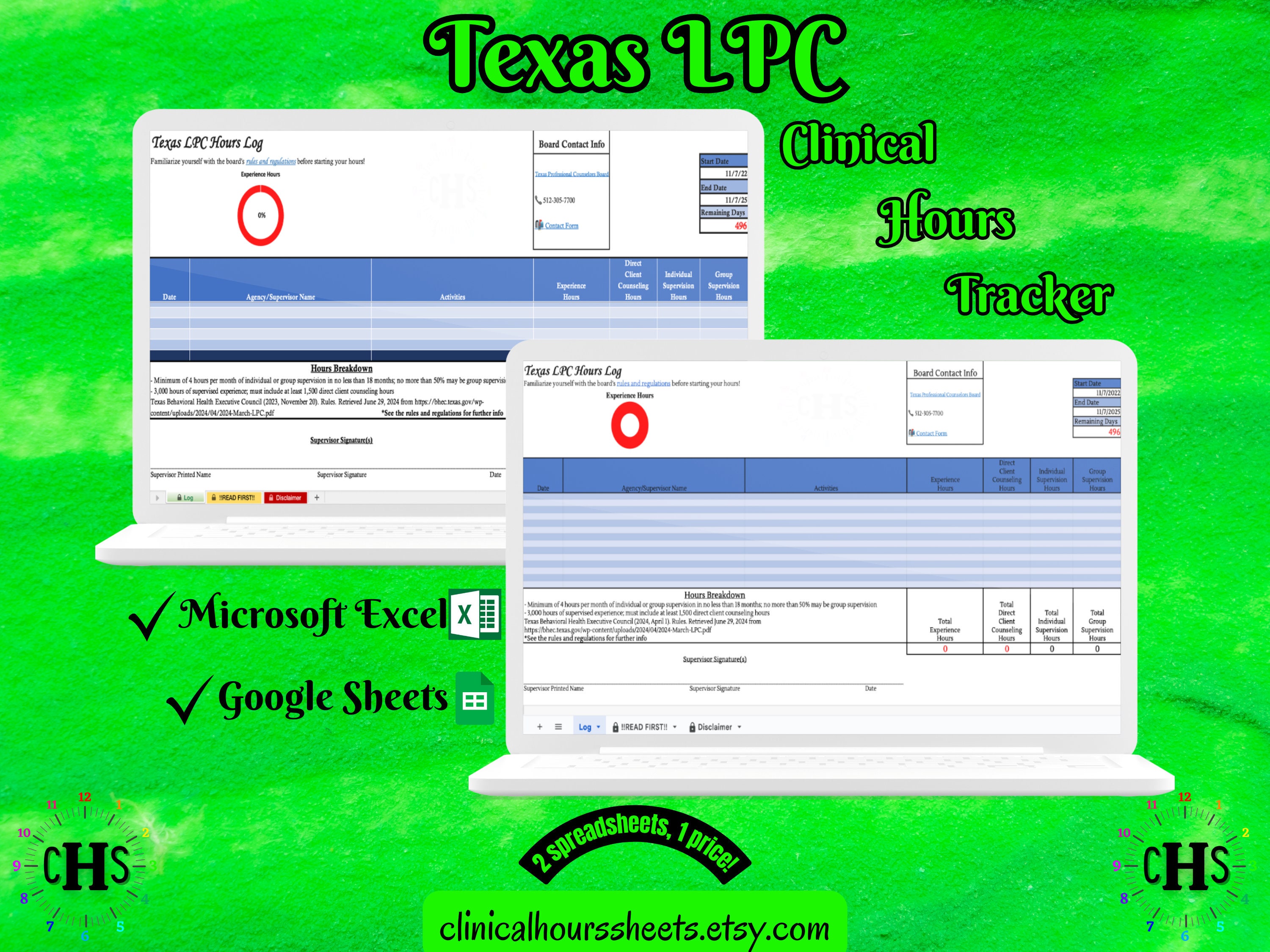 Texas LPC, Clinical Hours Tracker, Supervision Log for Licensed ...