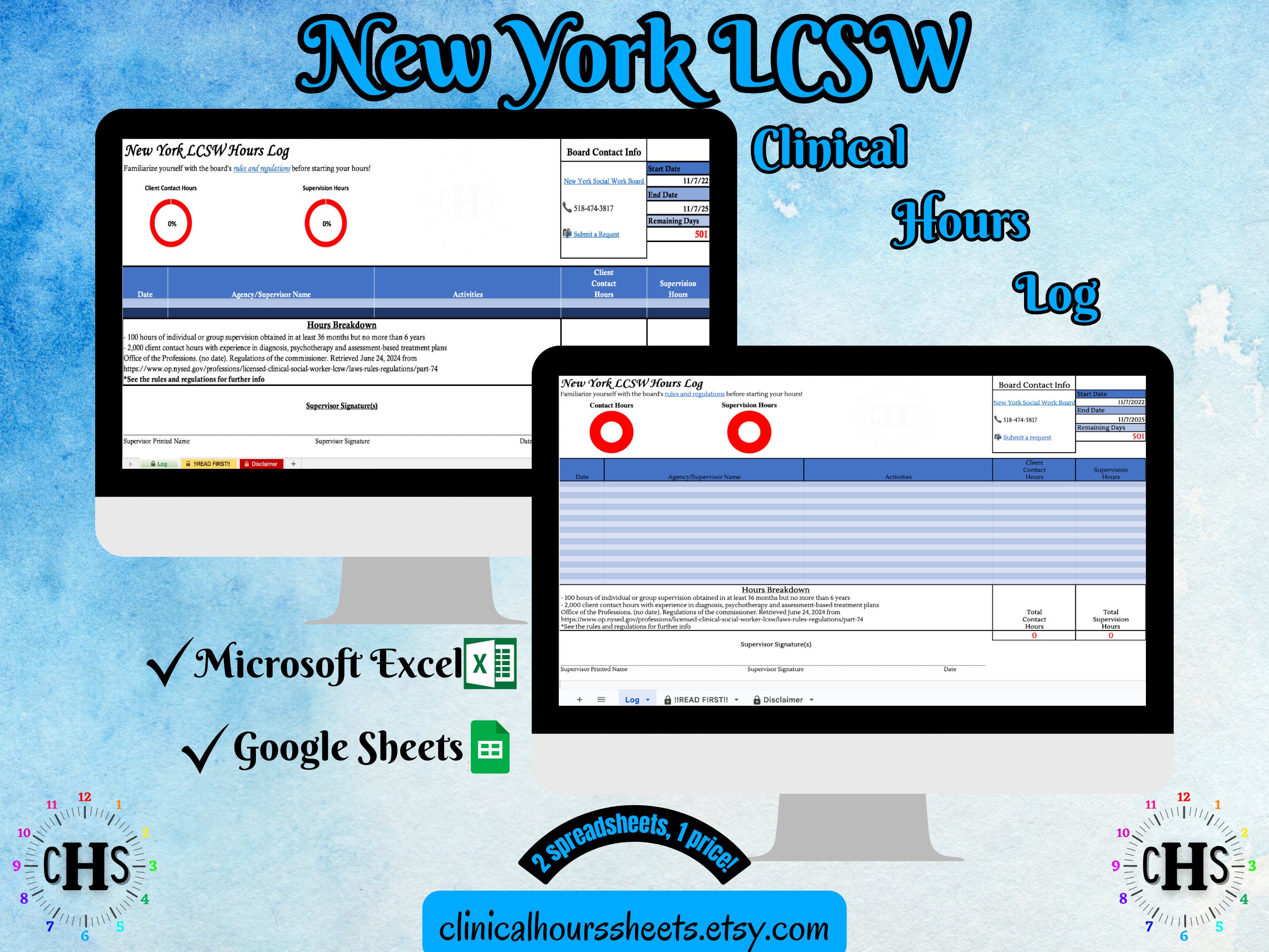 New York, LCSW Hours Tracker, Clinical Supervision Log for Master ...