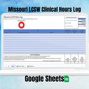 Missouri LCSW Hour Tracker Clinical Hours Log (Instant Download) - Etsy