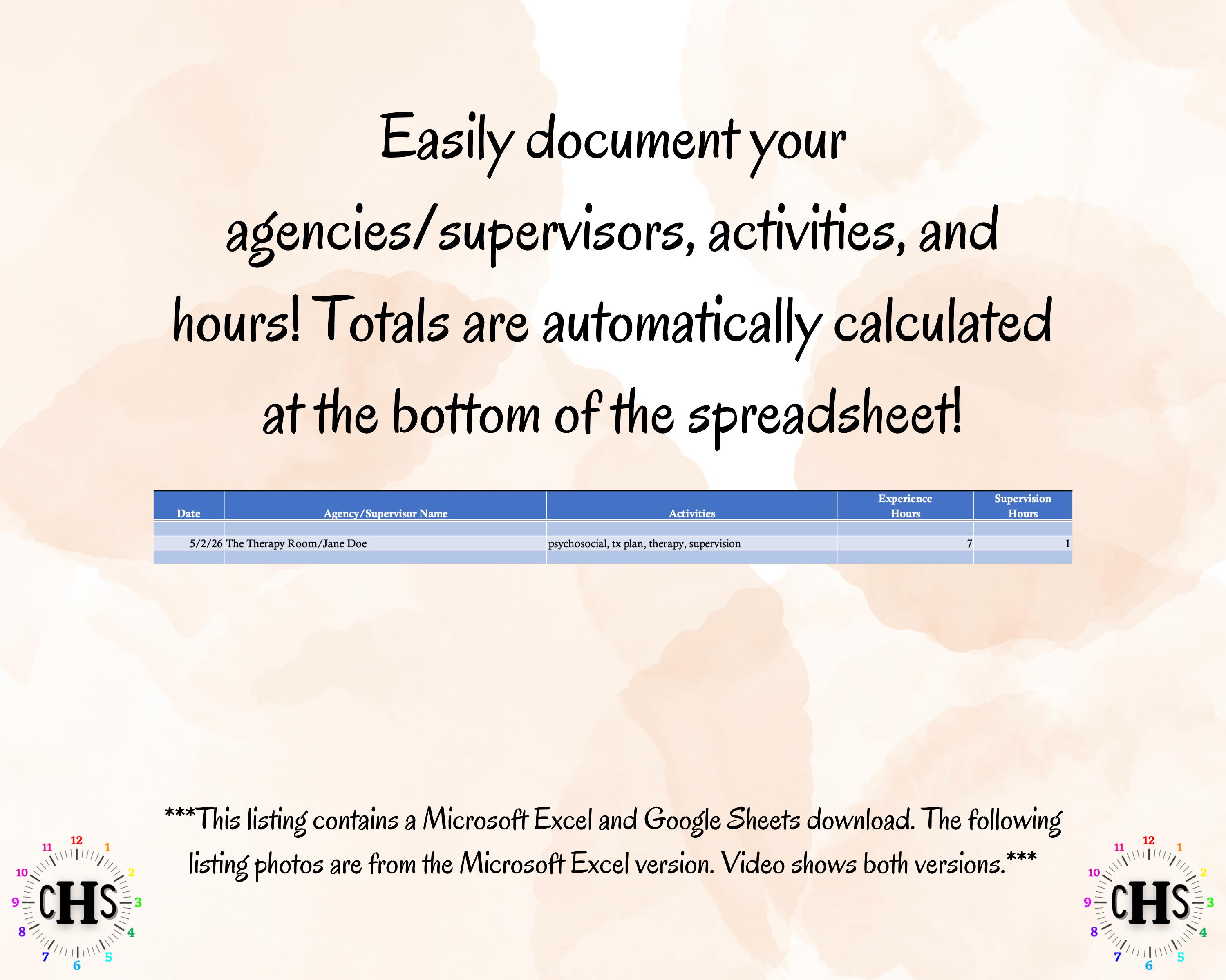 Ohio LISW, Clinical Hours Tracker, Supervision Log for Master Social ...