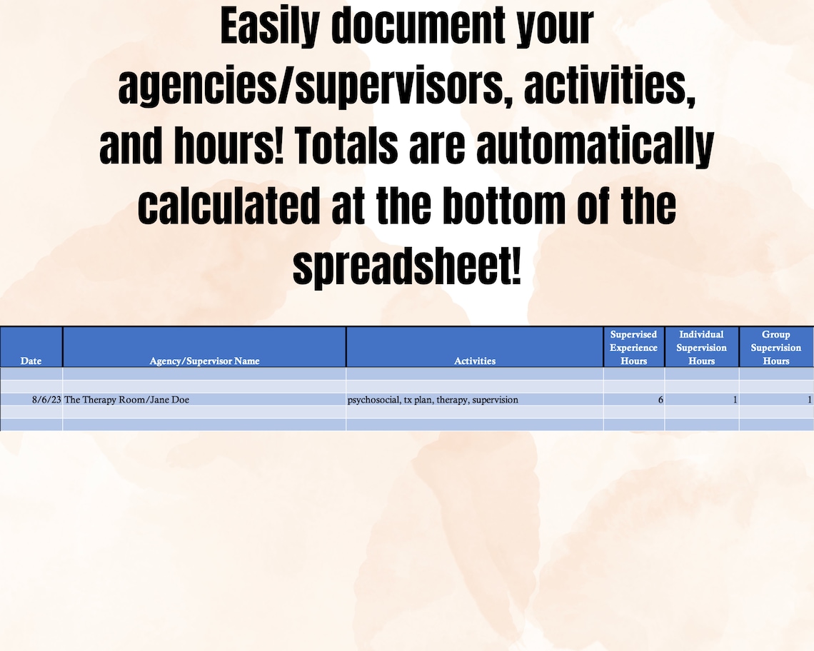 Missouri LCSW Hour Tracker Clinical Hours Log (Instant Download) - Etsy