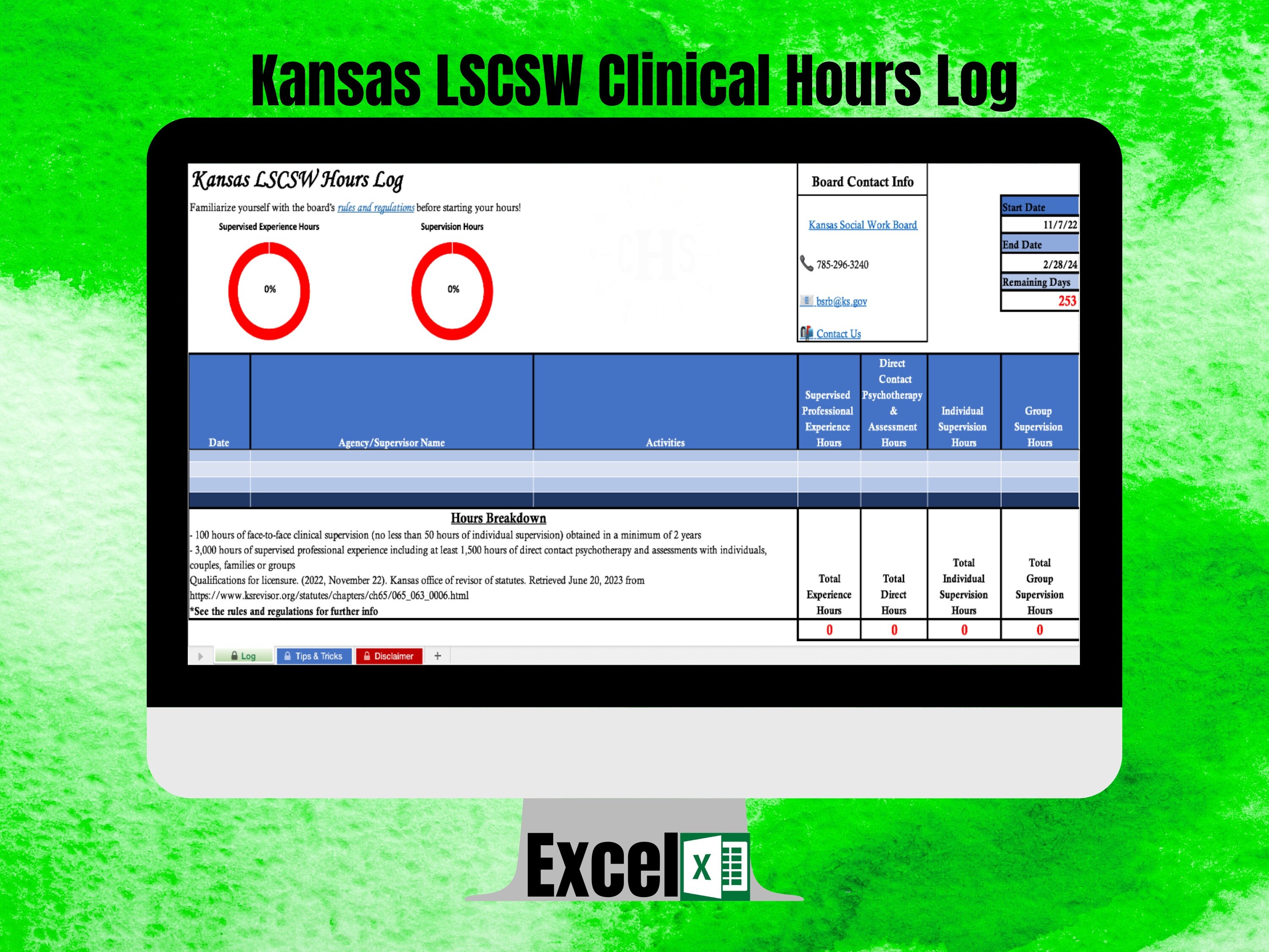 Kansas LSCSW, Clinical Hours Tracker, Clinical Supervision Tools ...