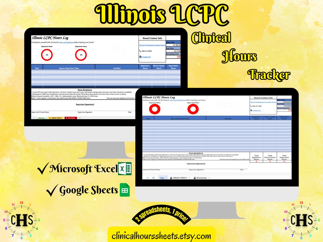 Illinois LCPC, Clinical Hours Tracker, Supervision Log for Licensed ...