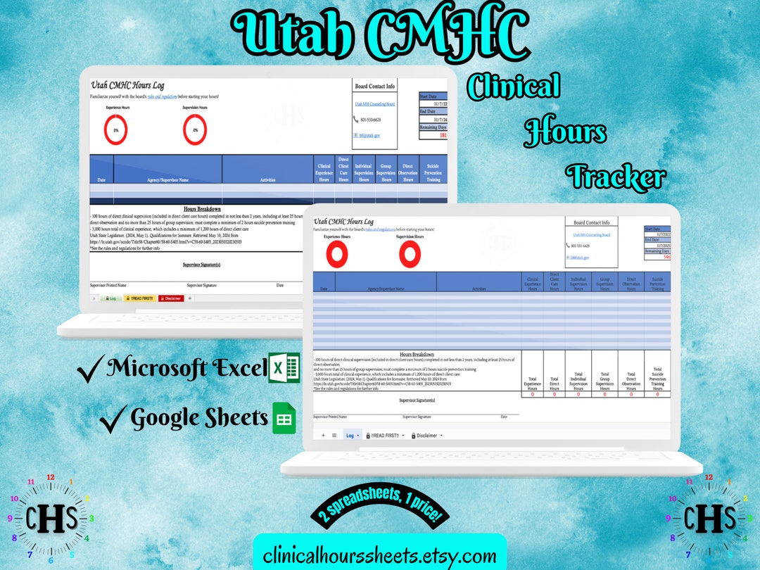 Utah CMHC, Clinical Hours Tracker, Supervision Log for Licensed ...