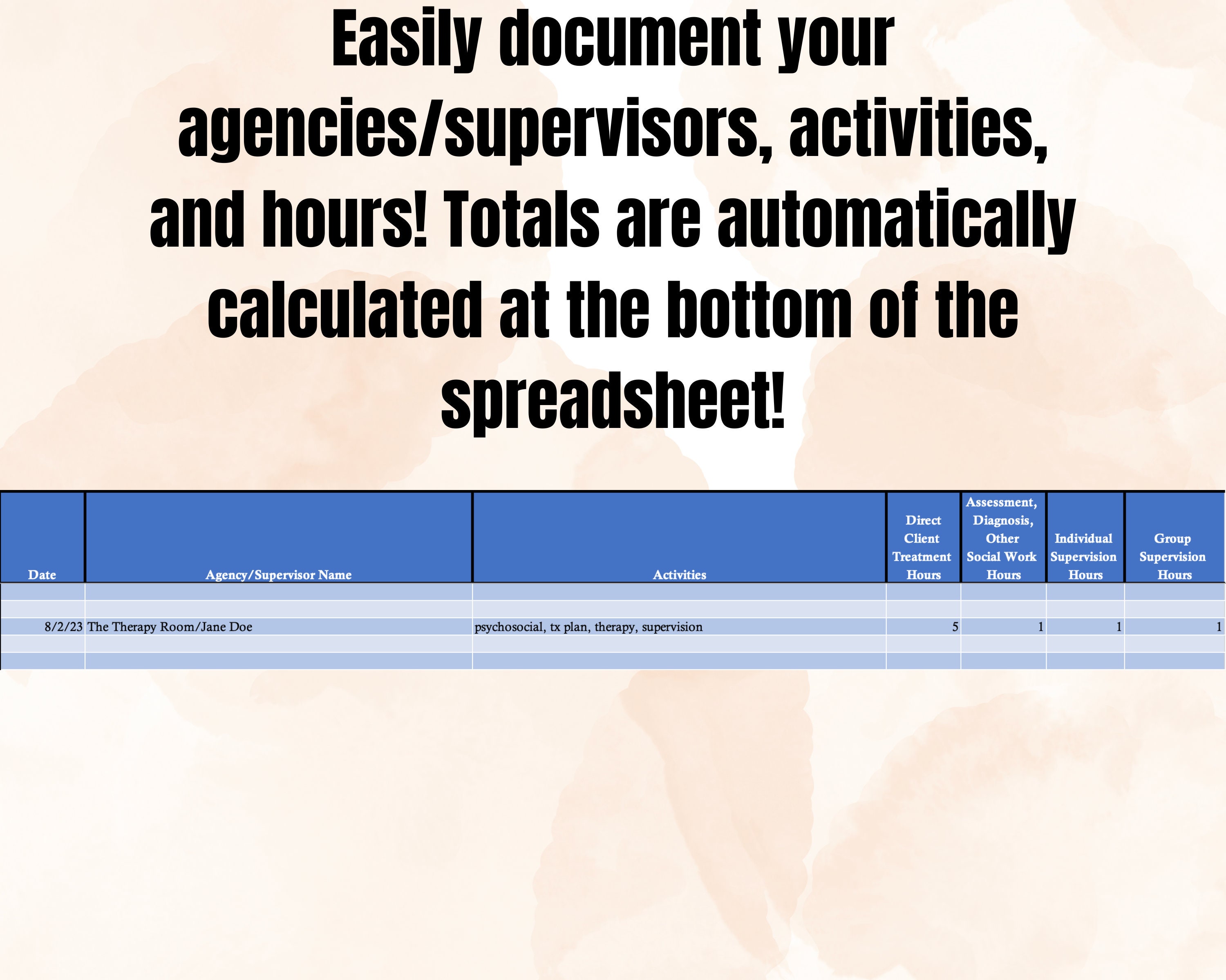 Idaho LCSW Hour Tracker Clinical Hours Log Clinical - Etsy