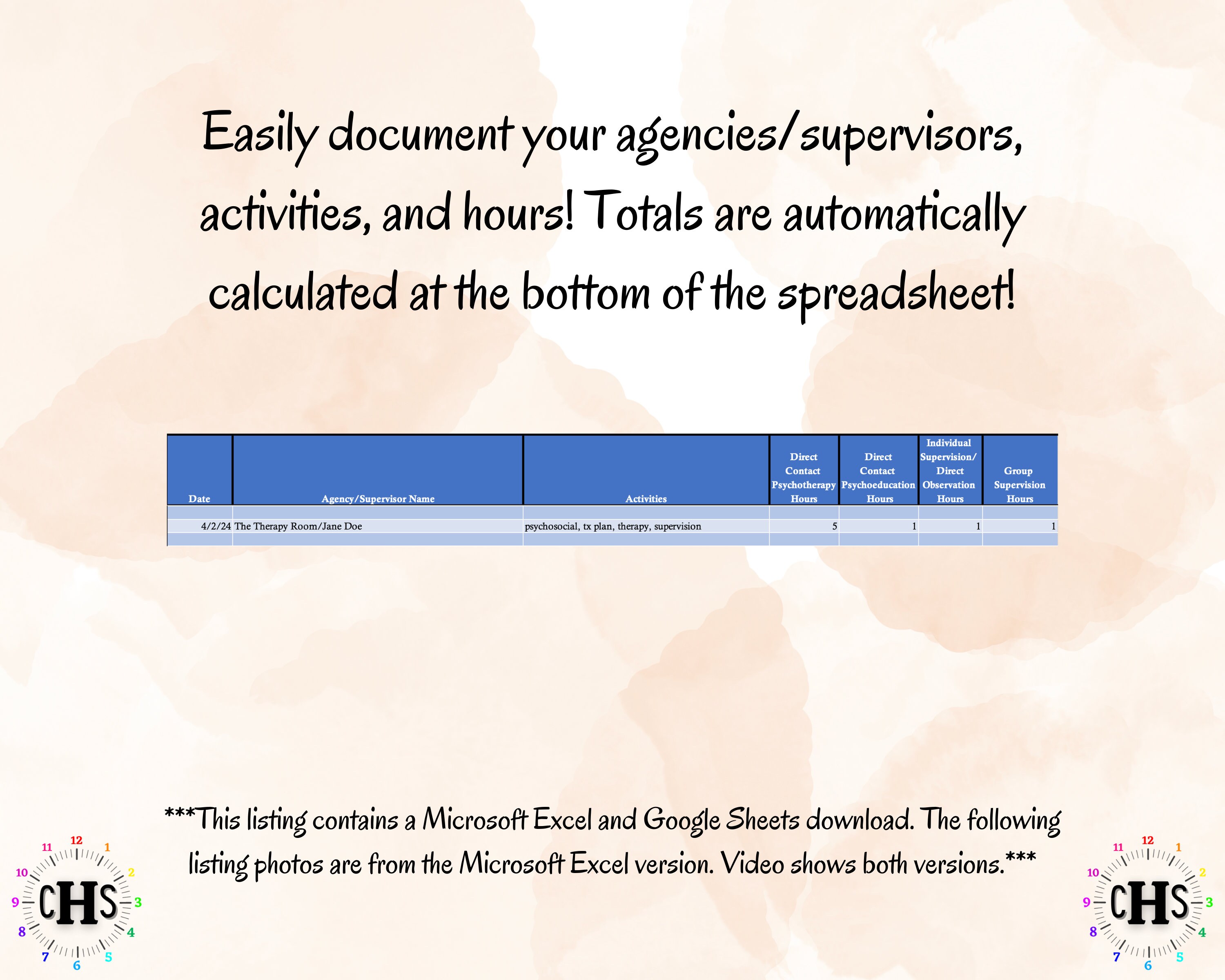 Arizona, LCSW Hours Tracker, Clinical Supervision Form for Master ...