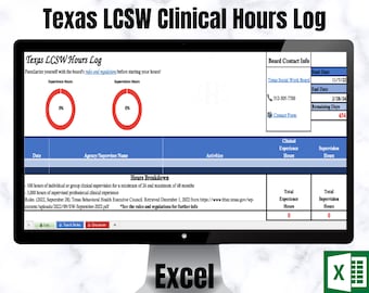 Texas Lcsw Clinical Hours Log, Supervision Tracker - Etsy