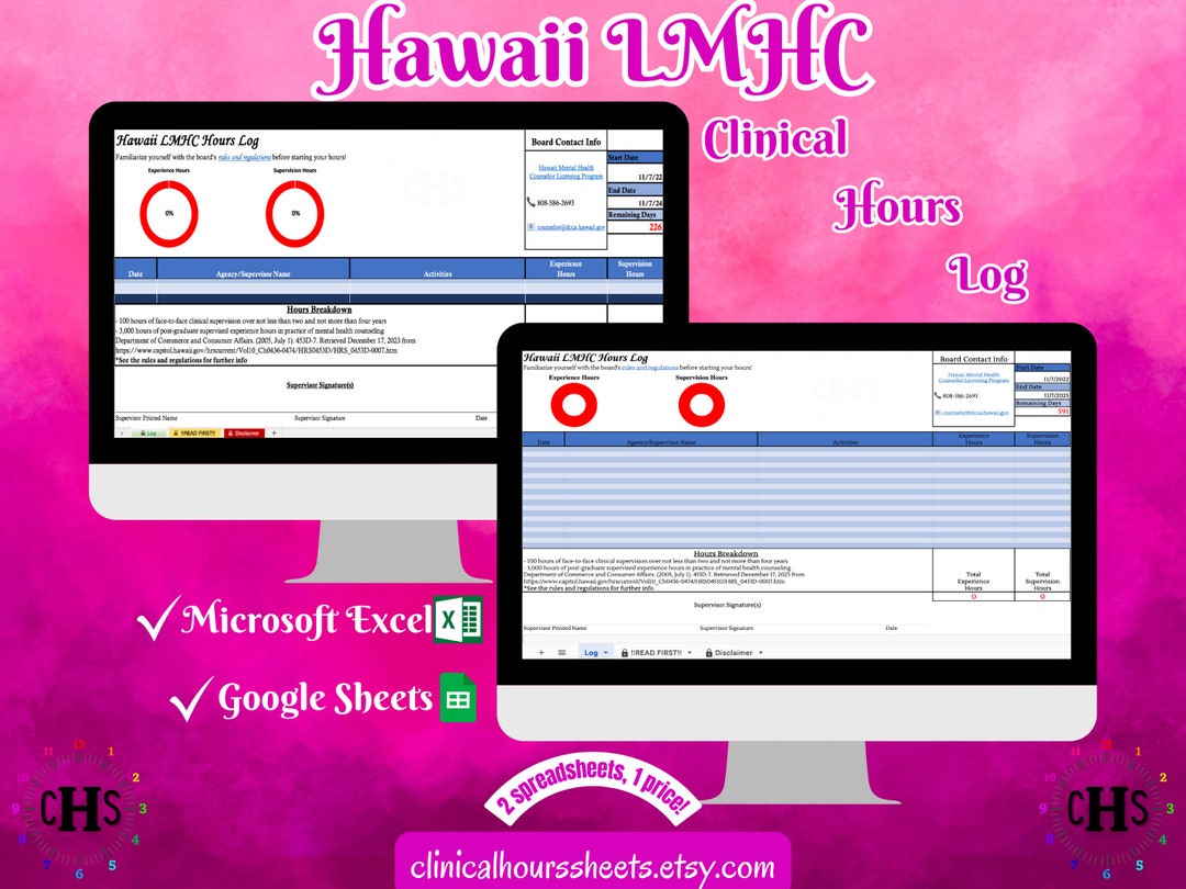 Hawaii LMHC Clinical Hours Tracker Supervision Log for Associate ... Hawaii LMHC Clinical Hours Tracker Supervision Log for Associate ...
