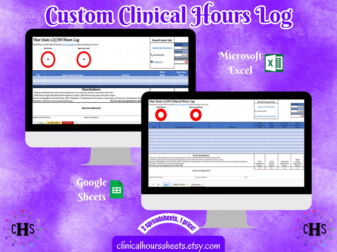 Custom Clinical Hours Tracker, Supervision Log - Healthcare Worker Gift ...