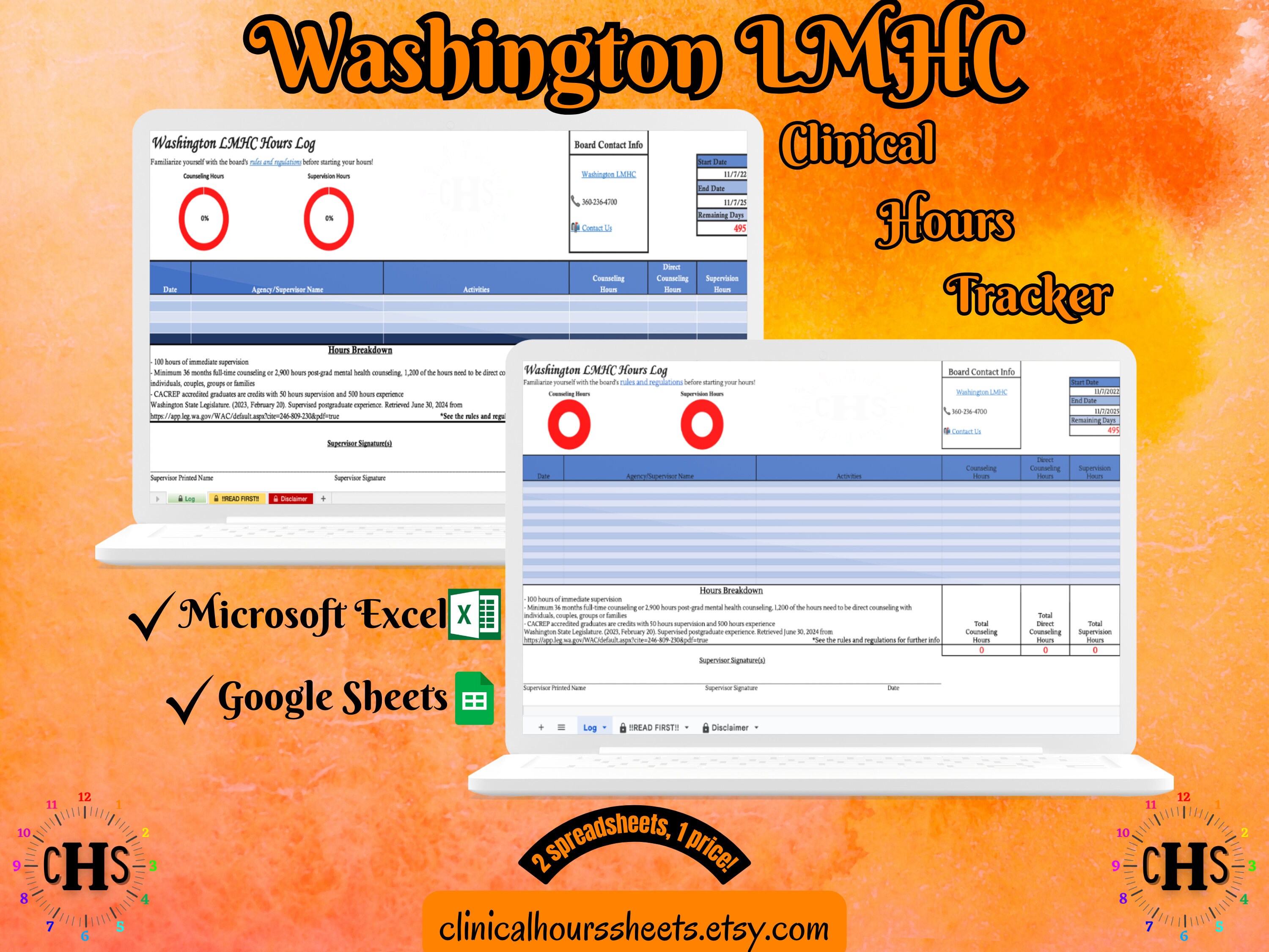 Washington LMHC, Clinical Hours Tracker, Supervision Log for Licensed ... Washington LMHC, Clinical Hours Tracker, Supervision Log for Licensed ...