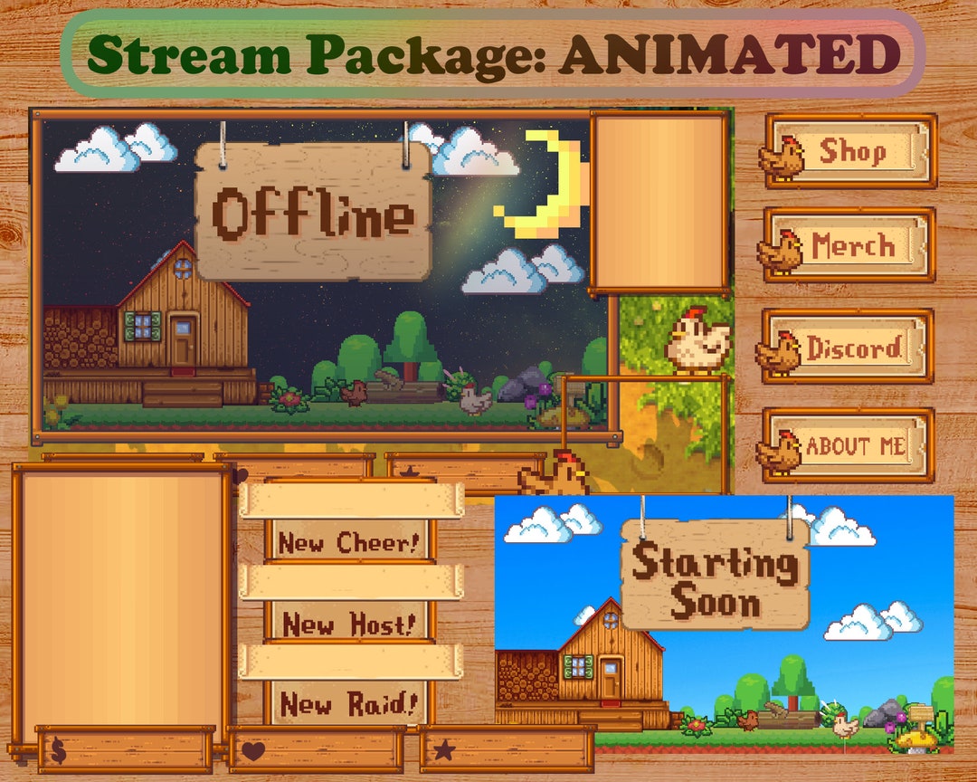 Stardew Valley Animated Stream Overlay Package for Twitch, Aesthetic ...