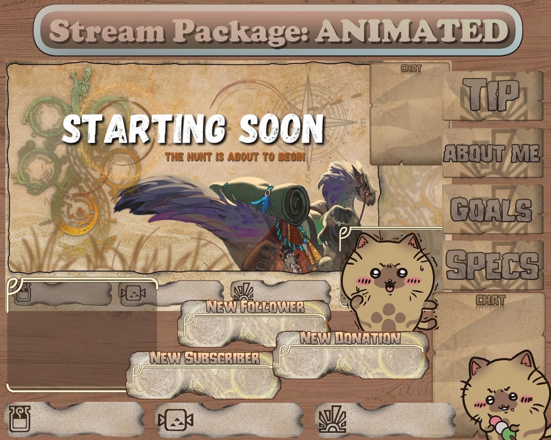Monster Hunter WILDS Animated Stream Overlay With Palico X Chiikawa ...