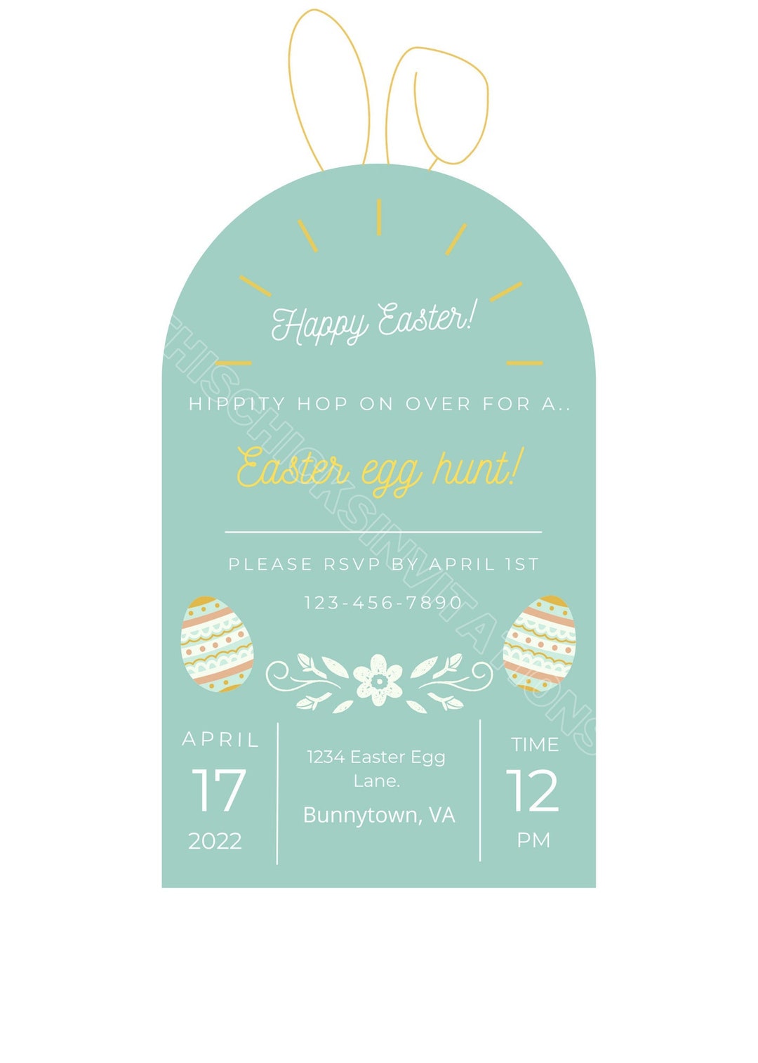 Editable Easter Egg Hunt Invitation - INSTANT DOWNLOAD DIY - Easter ...