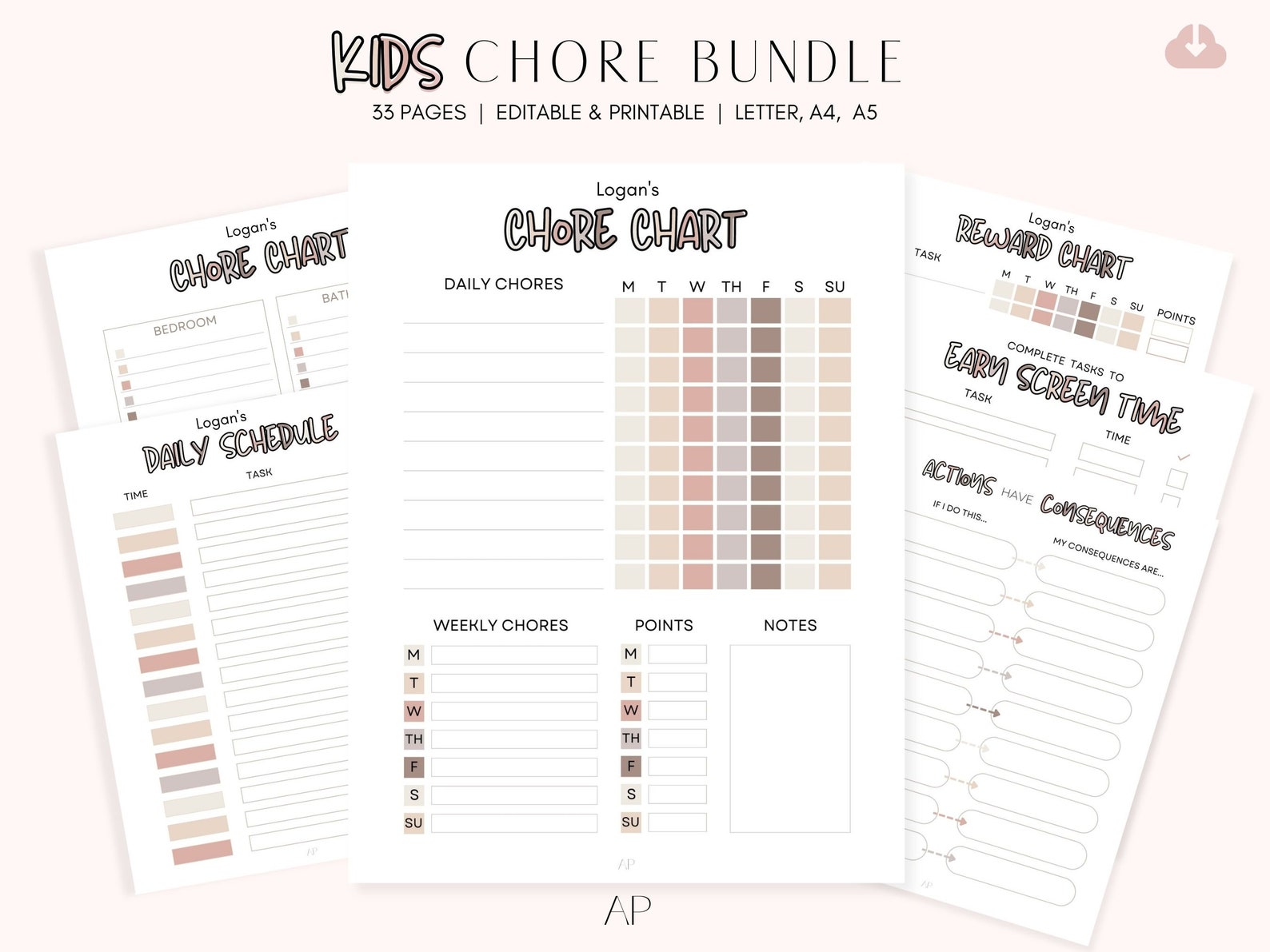 Editable Children's Cleaning Planner, Kids Chore Chart, Daily Weekly ...