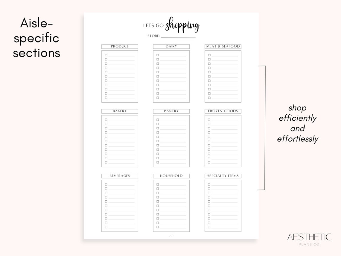 Printable Grocery Shopping Checklist, Printable Household Shopping ...
